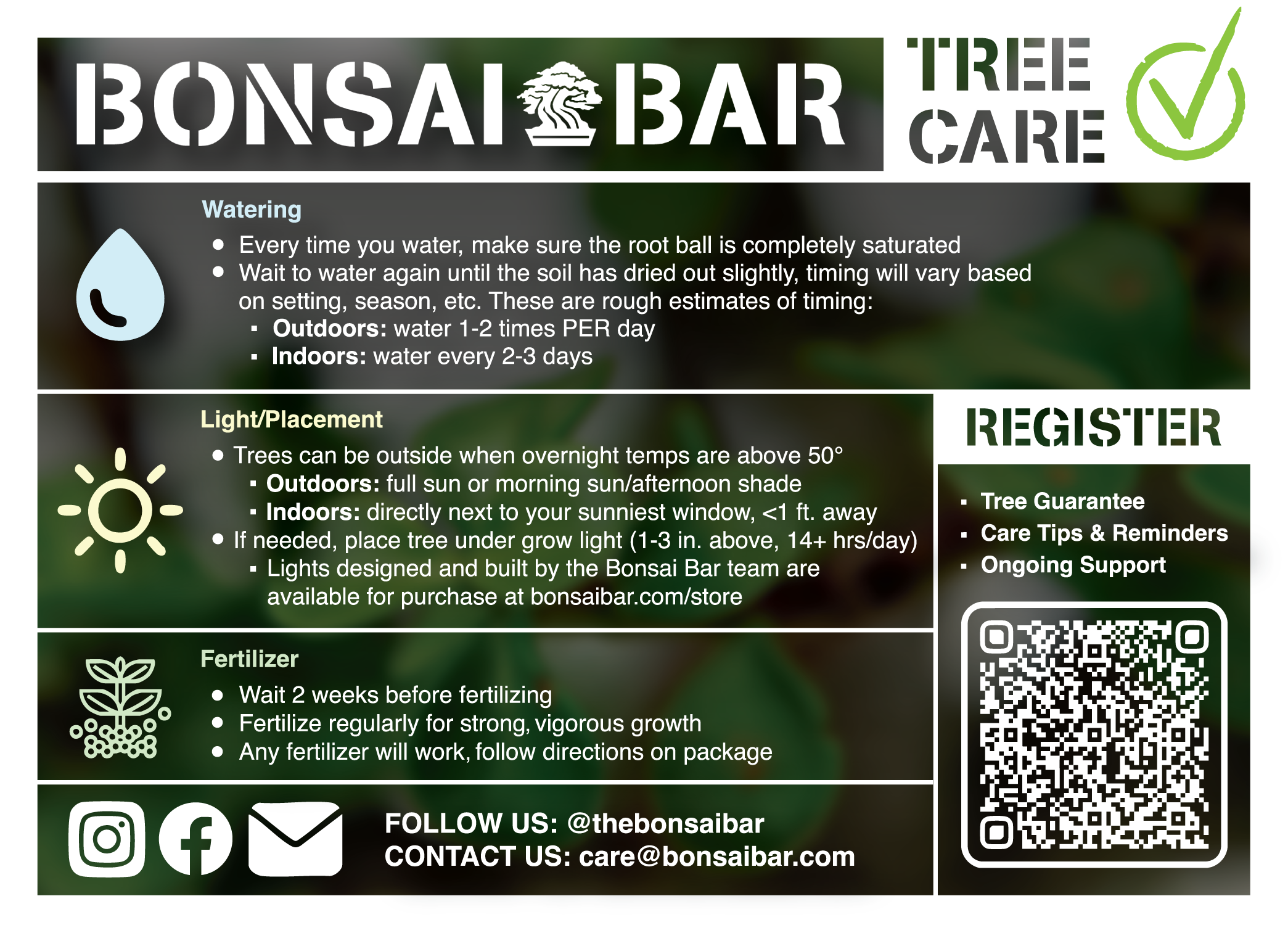 CARE CARD – Bonsai Bar